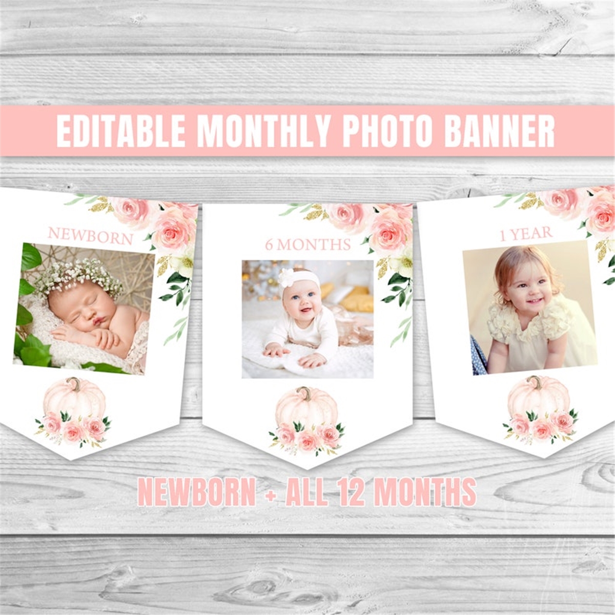 Editable Pumpkin Monthly Photo Banner Pumpkin Birthday Banne | Inspire ...