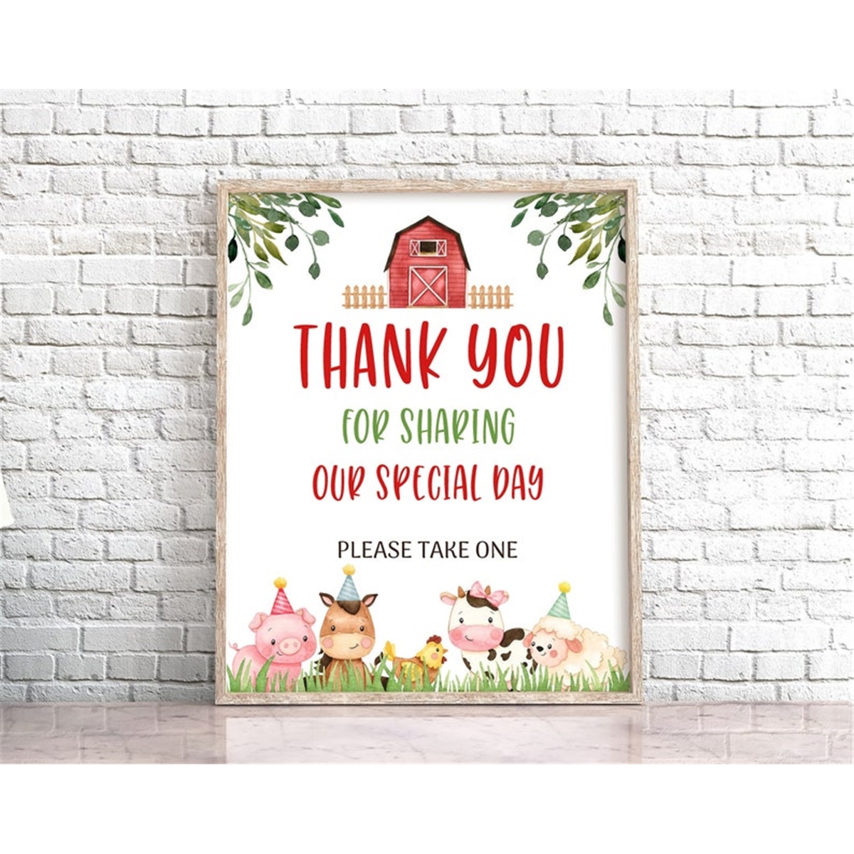Farm Birthday Thank You Sign Boy Barnyard Birthday Favor Sig | Inspire ...