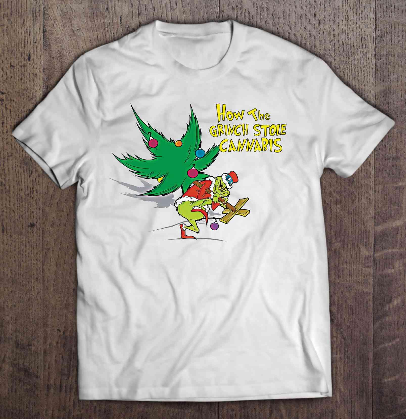 How The Grinch Stole Cannabis Weed Christmas Tree Shirt - Inspire Uplift
