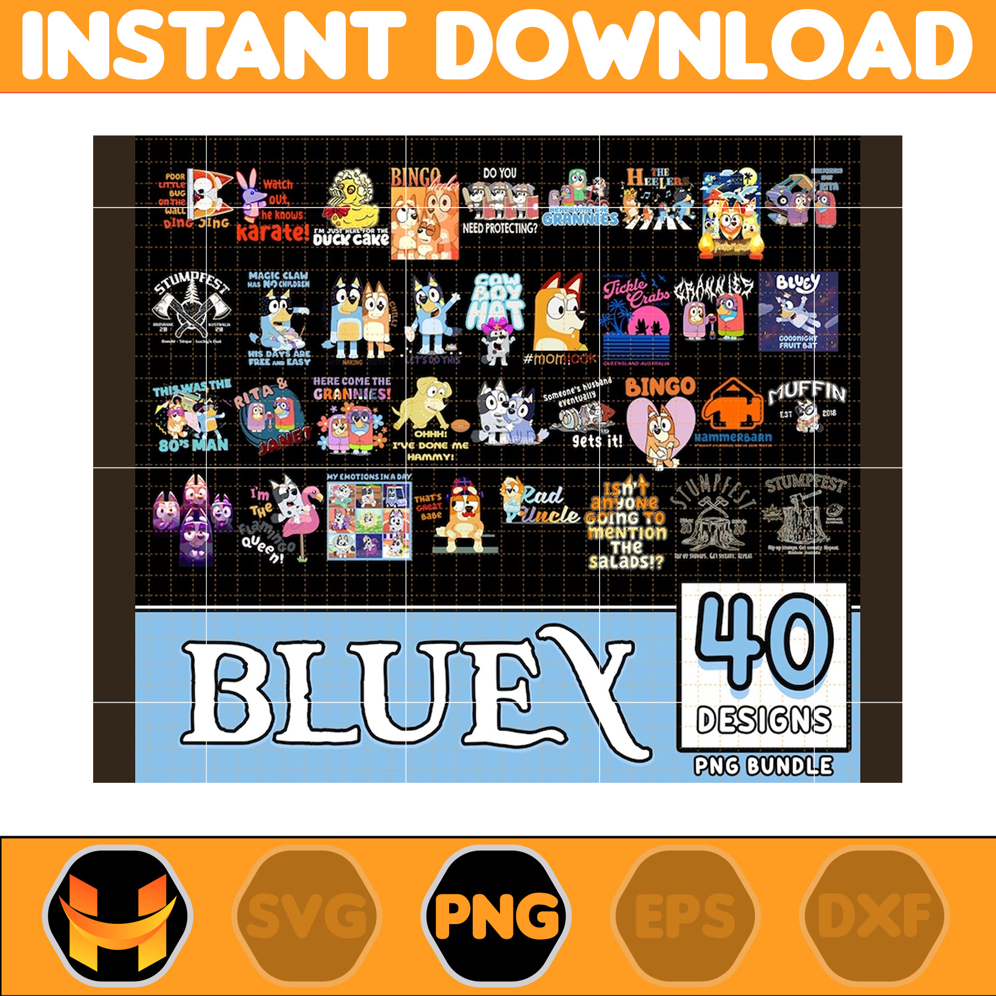 40 Bluey Family Png Bundle Funny Bluey Sublimation Designs | Inspire Uplift