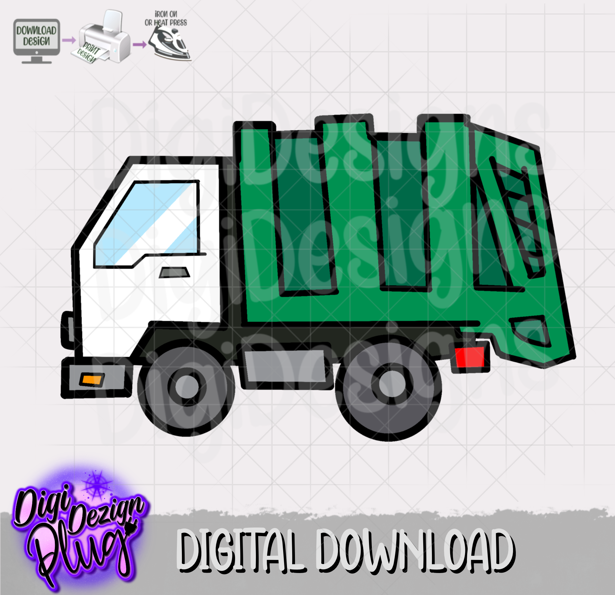 Garbage Truck Svg-Png- Digital Download | Inspire Uplift