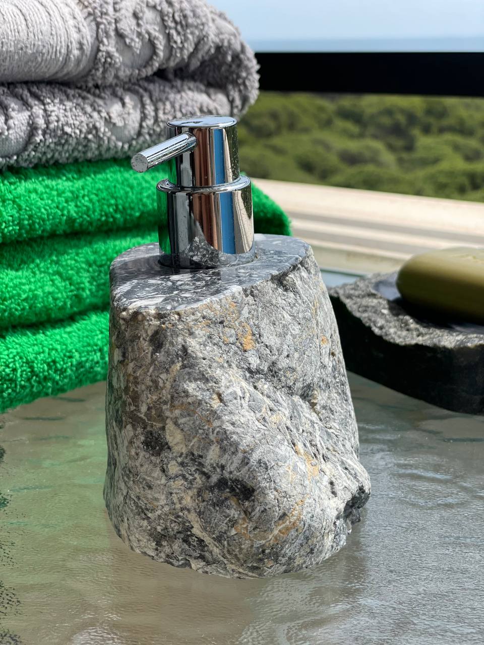 Marble soap dispenser. Natural stone handmade. | Inspire Uplift