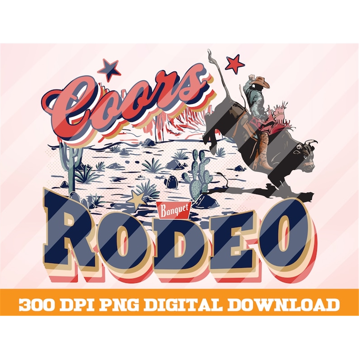 Cowboy Rodeo PNG, Bucking Horse PNG, Desert Cactus Png, Retr - Inspire ...