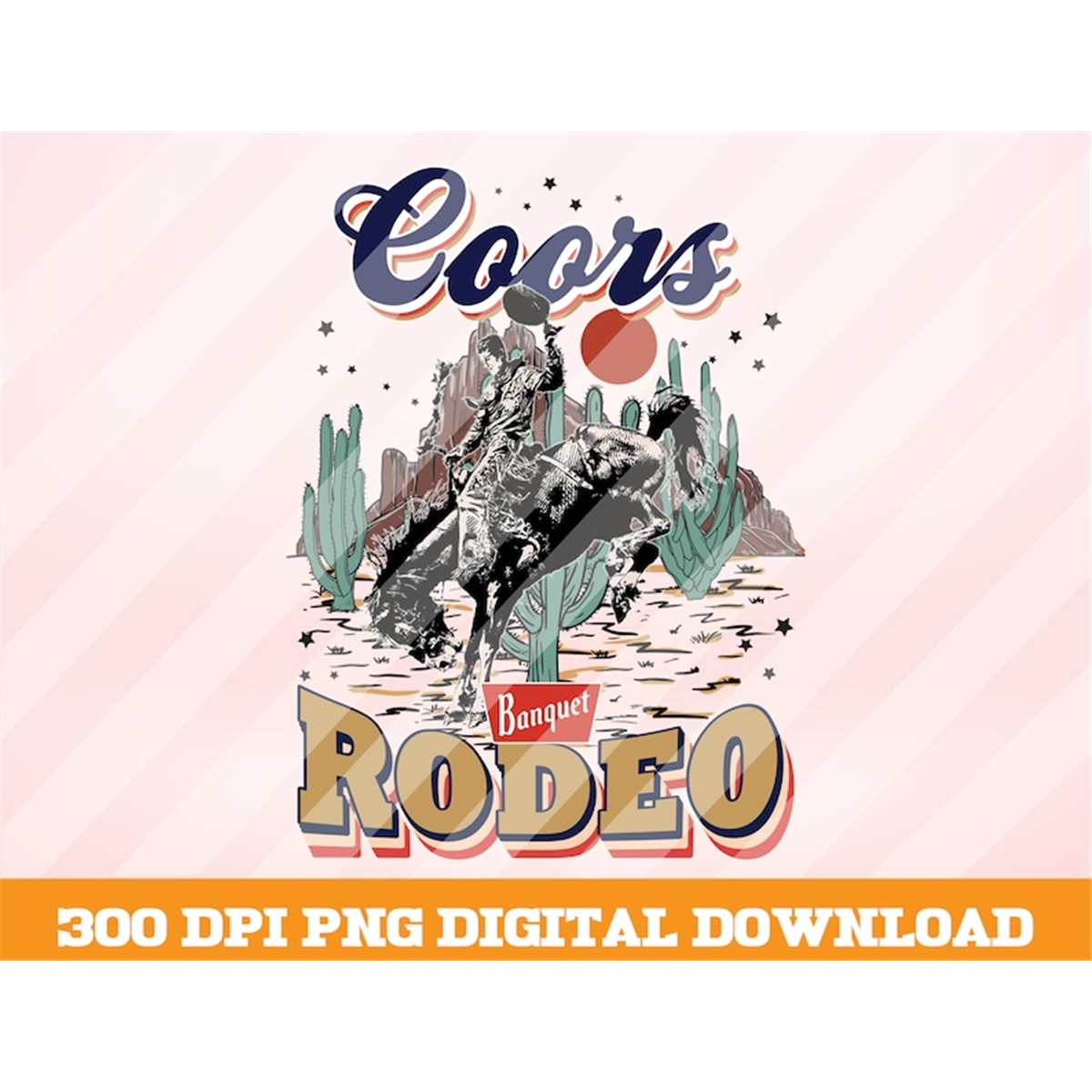 Cowboy Rodeo PNG, Bucking Horse PNG, Desert Cactus Png, Retr - Inspire ...