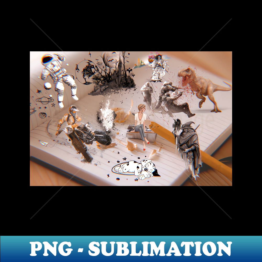 NOTEBOOK GIRL ART PRINTS - Stylish Sublimation Digital Downl | Inspire Uplift