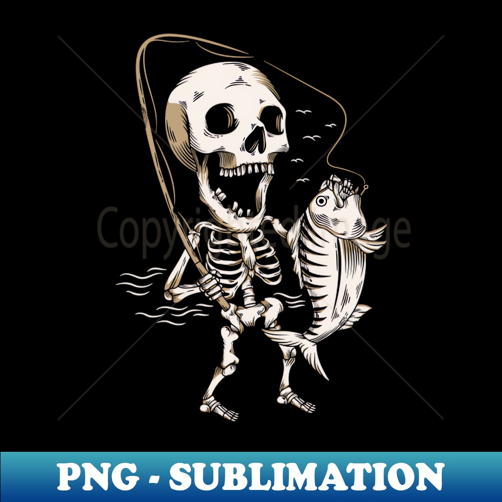 Halloween Skeleton Fishing - Signature Sublimation PNG File - Inspire ...