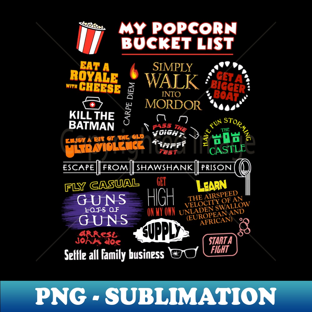 My Popcorn Bucket List - Trendy Sublimation Digital Download | Inspire ...