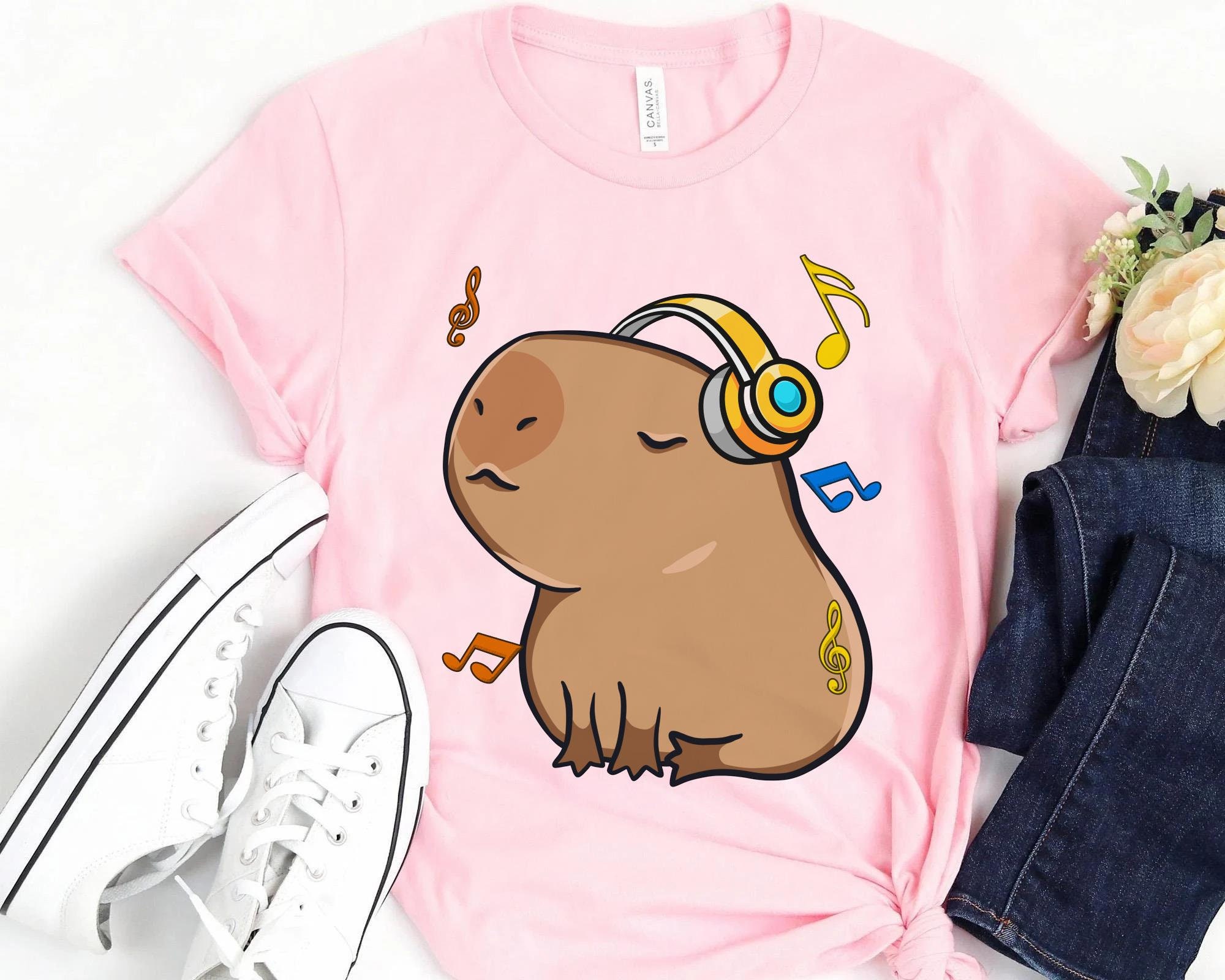 Cute Capybara Headphone Shirt, Capybara Listening To Music S | Inspire ...