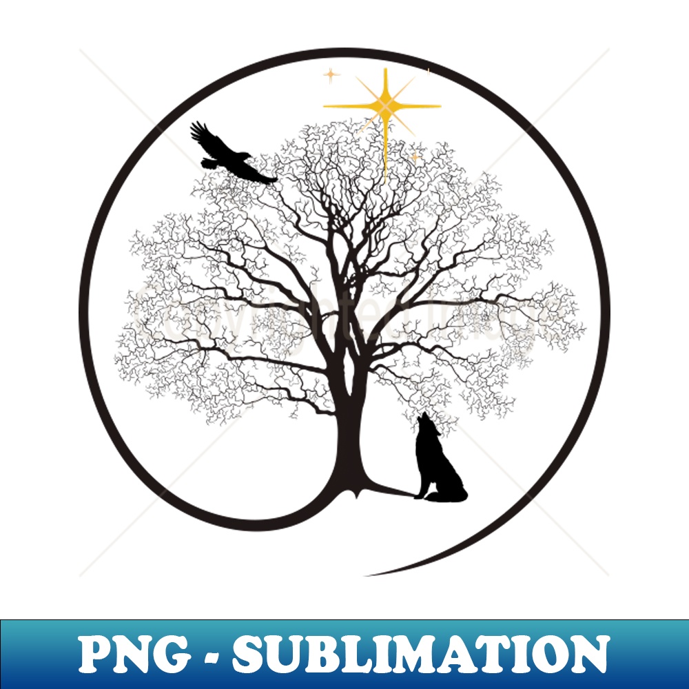 Oak Tree Eagle Wolf - Unique Sublimation PNG Download - Vib | Inspire ...