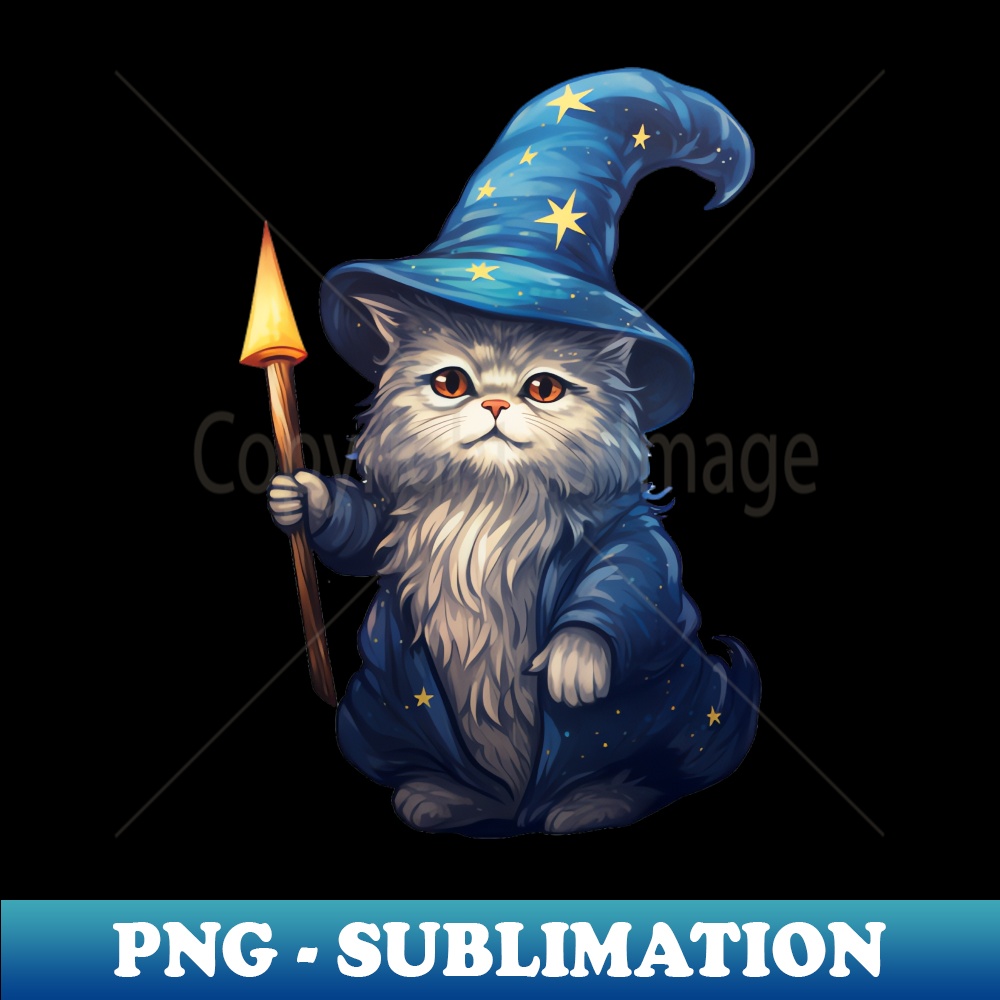 cute cat wizard with magic wand - Exclusive PNG Sublimation - Inspire ...