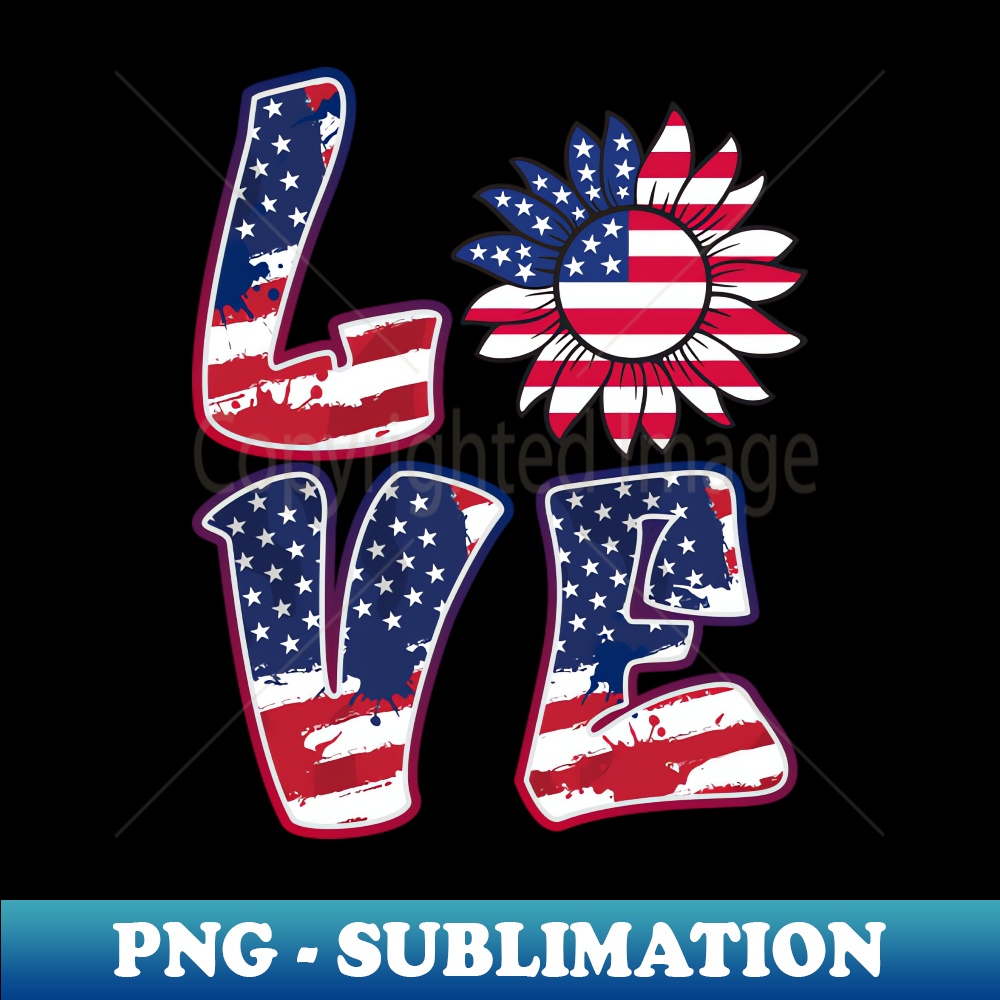 American Flag Love - PNG Transparent Digital Download File f - Inspire ...