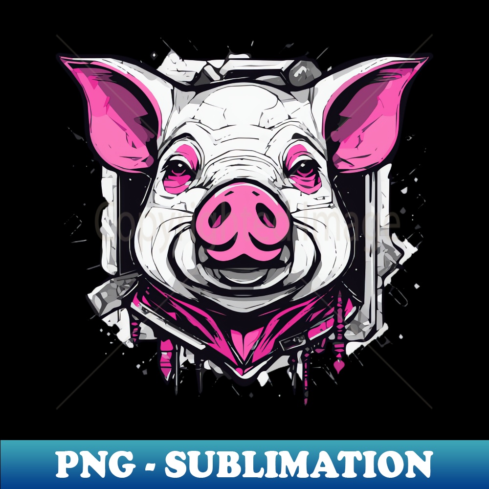 Charming Pig Playful Illustration of a Pink and Black-White | Inspire ...
