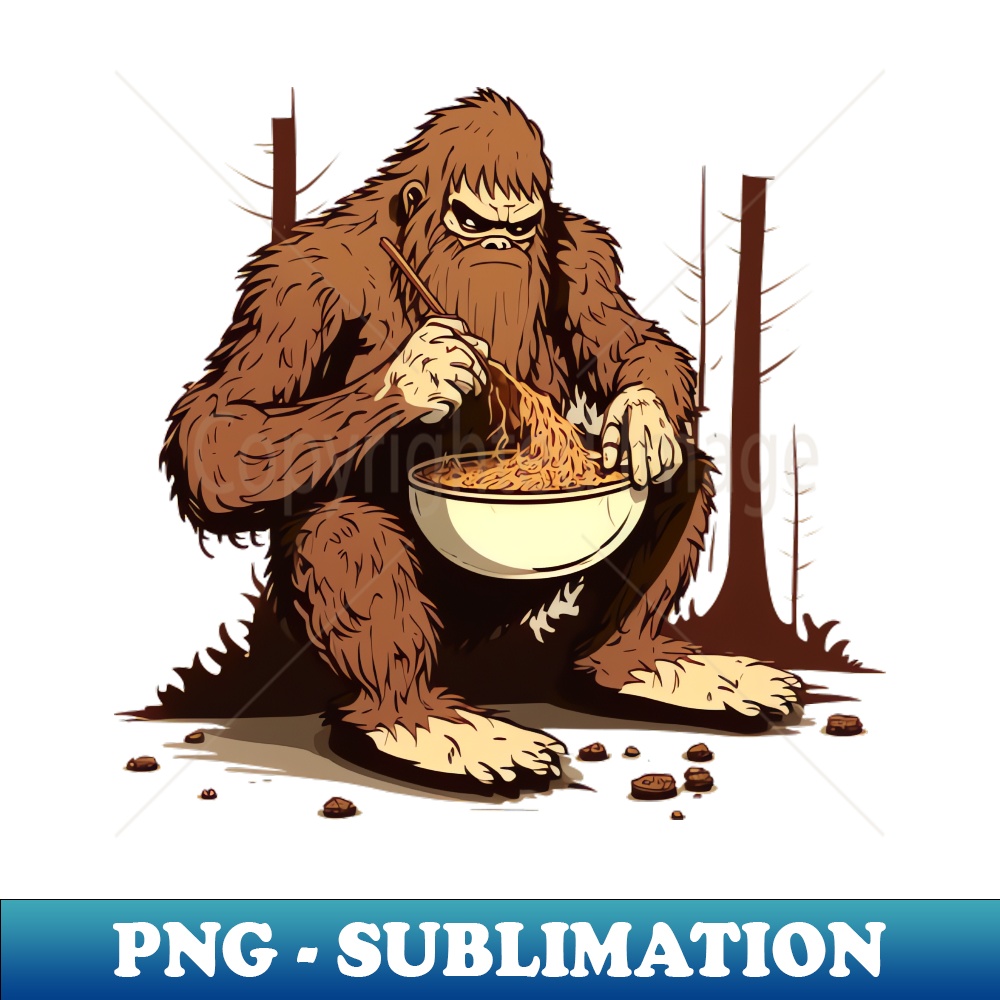 Sasquatch Eating Ramen Bigfoot - Trendy Sublimation Digital | Inspire ...