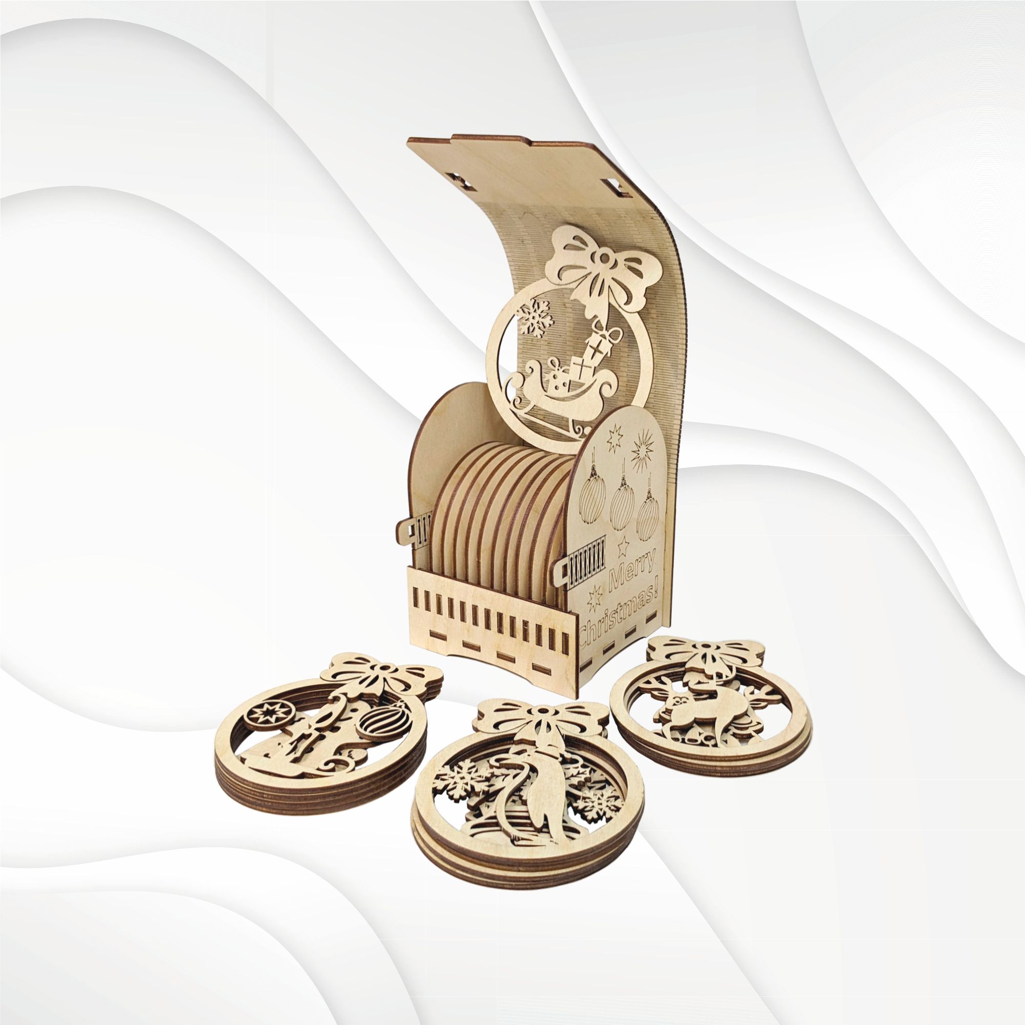 Gift Set Christmas Tree decor in box, laser cutting design. - Inspire ...