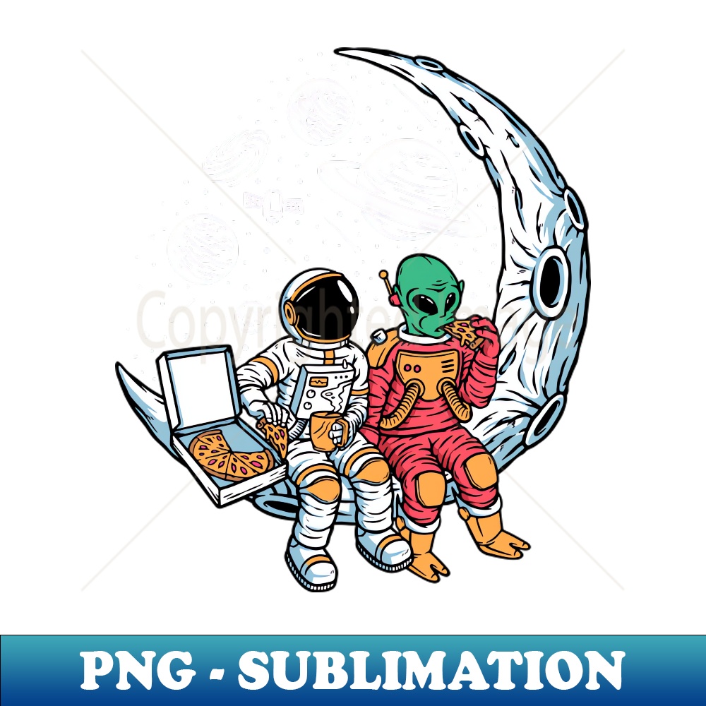 Astronaut and Alien Sharing a Pizza - PNG Transparent Sublim - Inspire ...