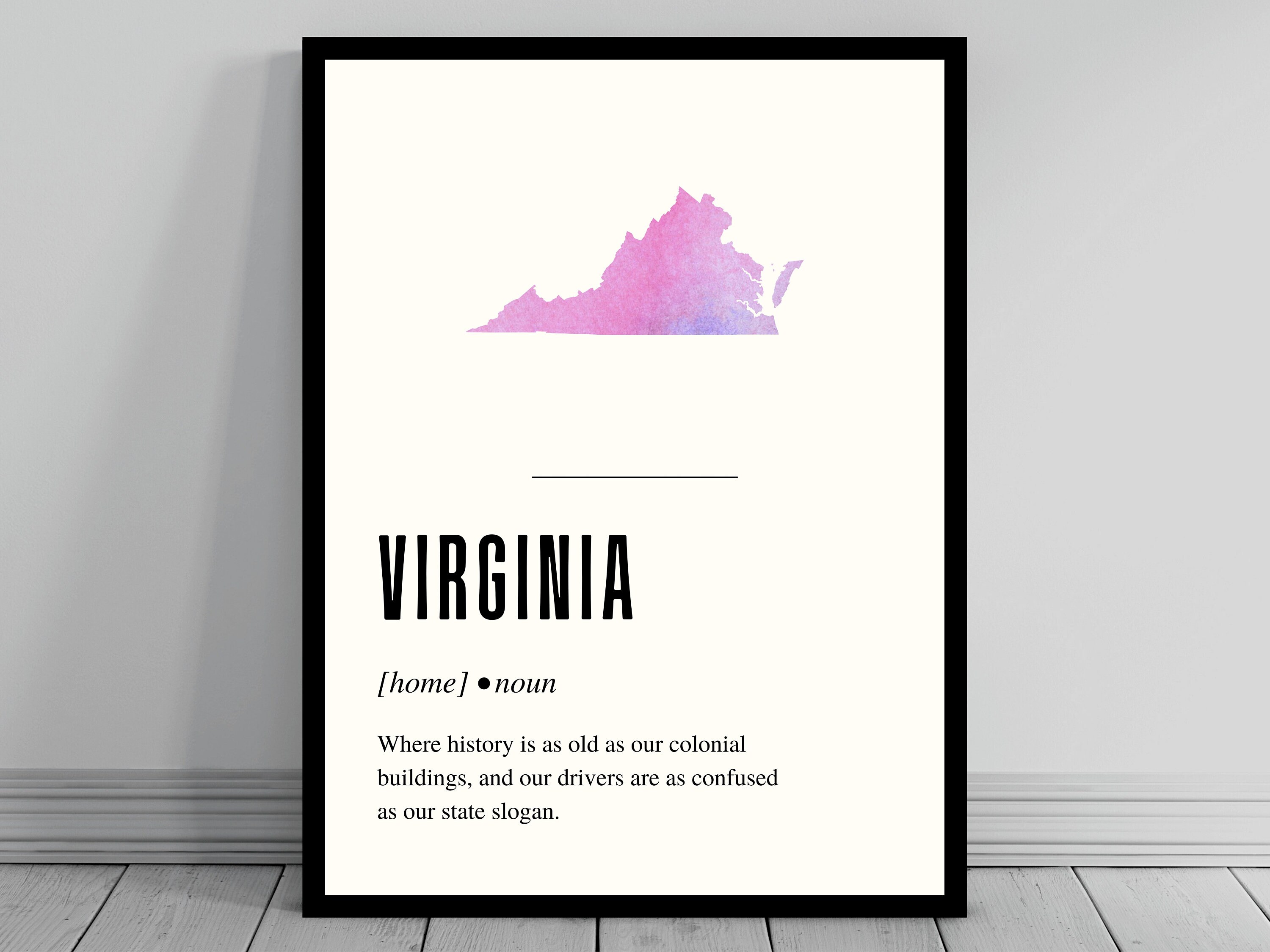 Funny Virginia Definition Print Virginia Poster Minimalist | Inspire Uplift
