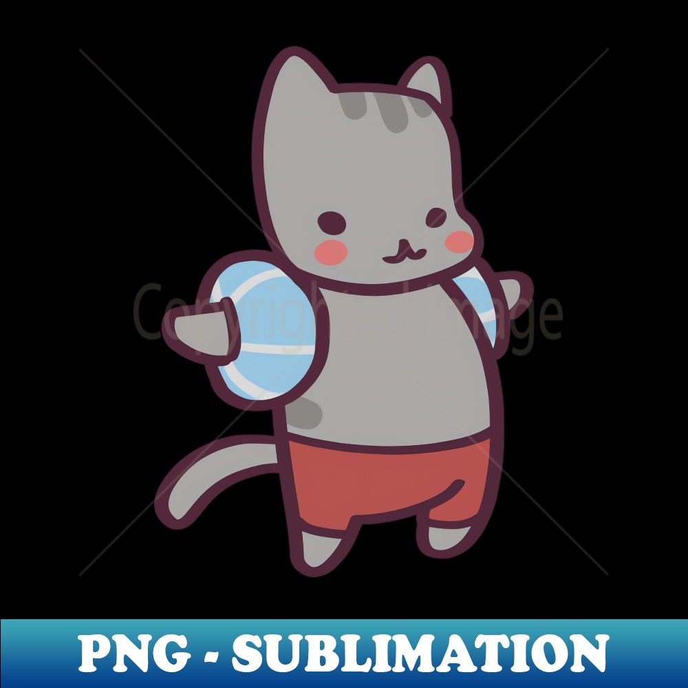 Cute Cartoon Pool Cat - PNG Transparent Sublimation Design - | Inspire ...