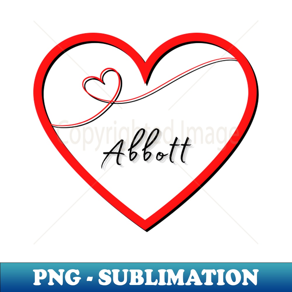 ABBOTT Name in Heart - PNG Transparent Sublimation Design - - Inspire ...