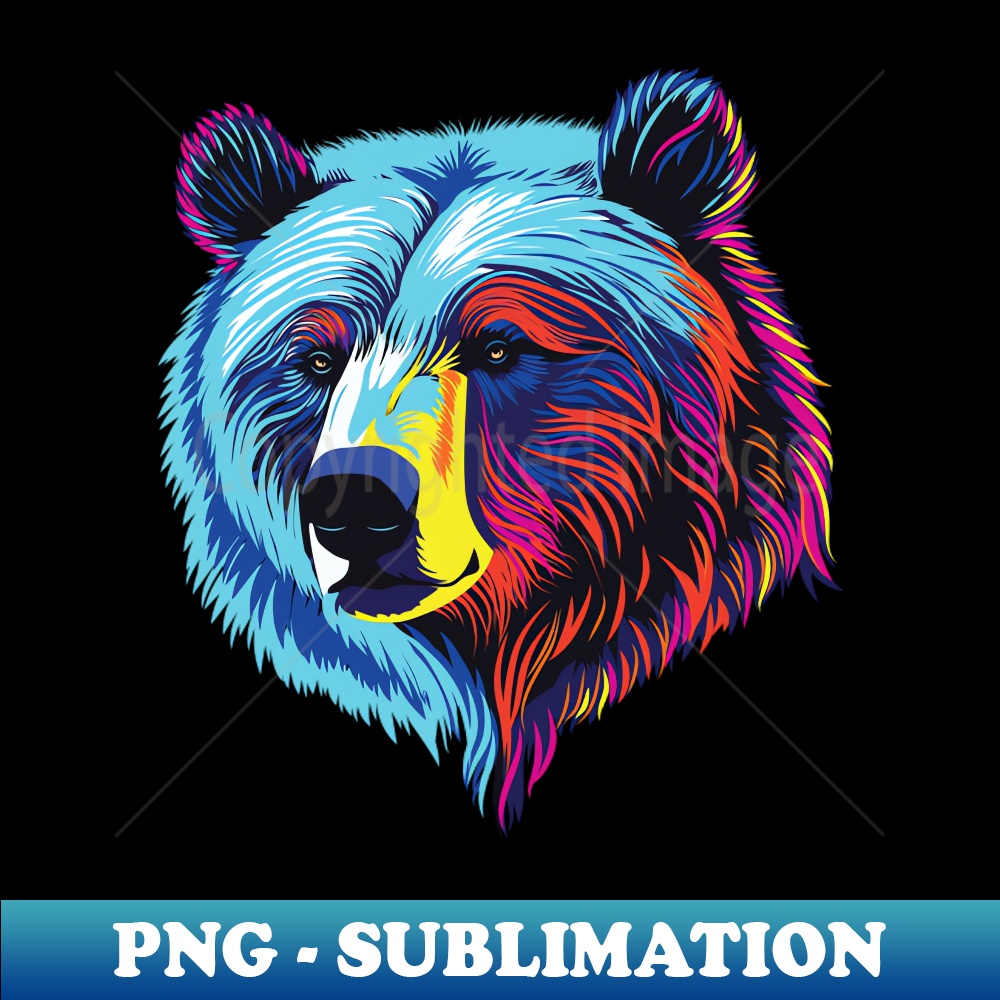 Neon grizzly bear head - Artistic Sublimation Digital File - | Inspire ...