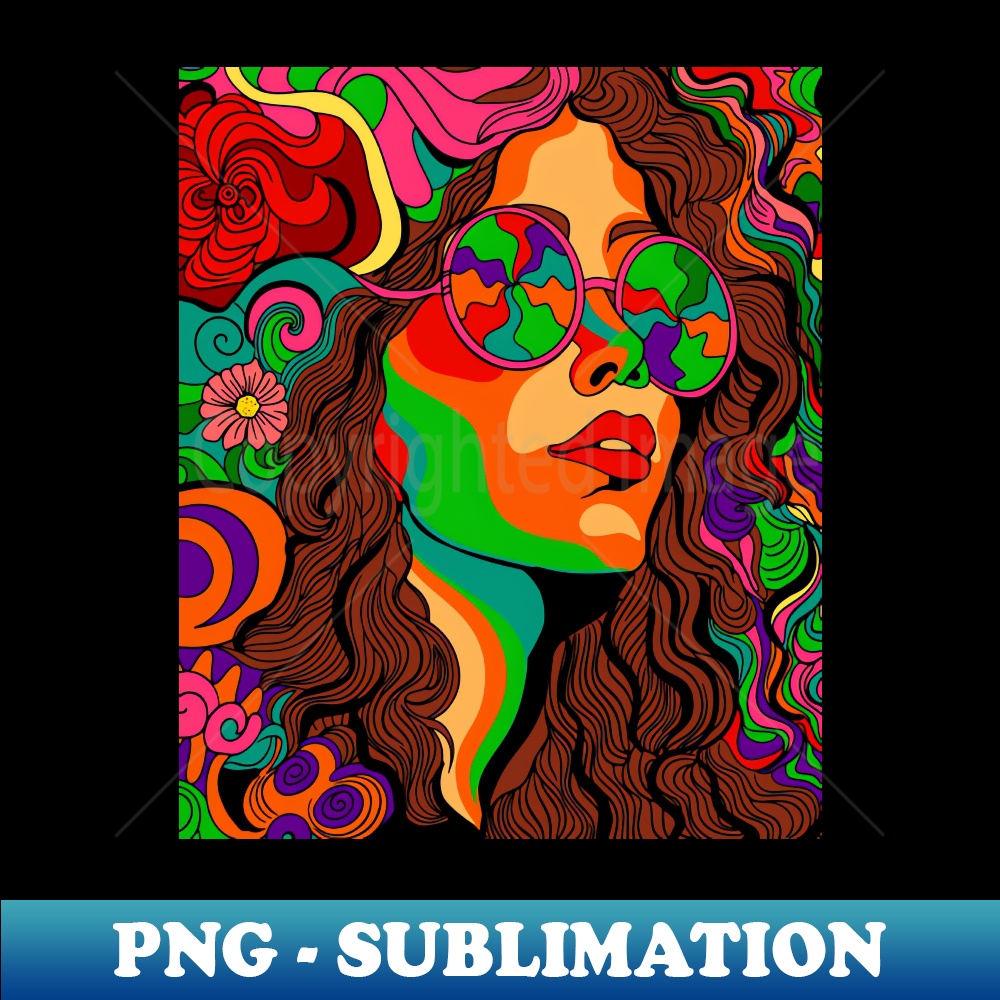 Groovy Hippie Psychedelic Girl - Premium PNG Sublimation Fil | Inspire Uplift