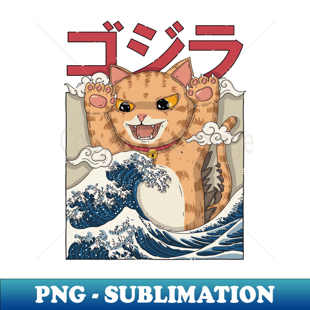 Catzilla In The Great Wave - Exclusive PNG Sublimation Downl | Inspire ...