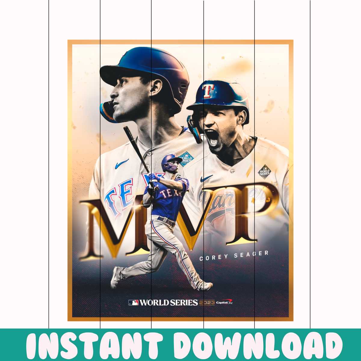 Corey Seager MVP World Series 2023 Texas Rangers PNG File | Inspire Uplift