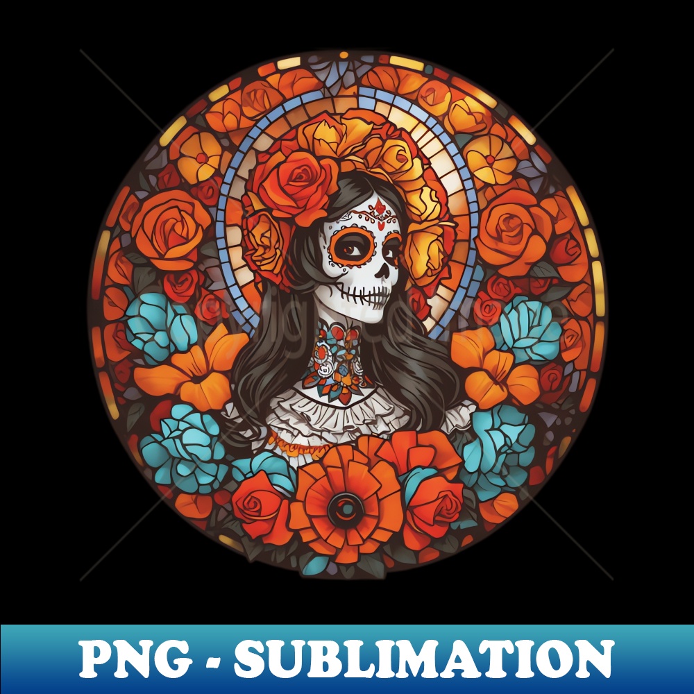 Orange stained glass dia de muertos catrina - Elegant Sublim | Inspire ...