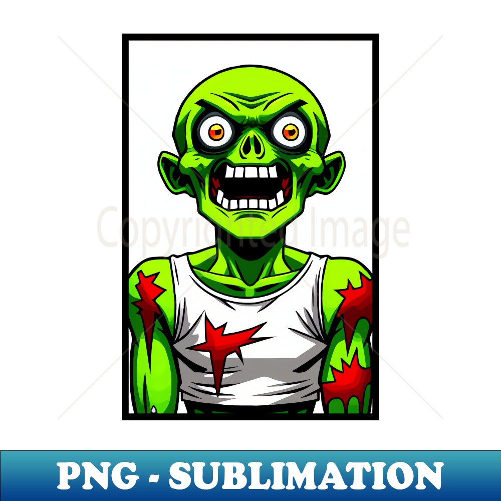 Illustration of a Crazy Green Zombie - Exclusive Sublimation - Inspire ...