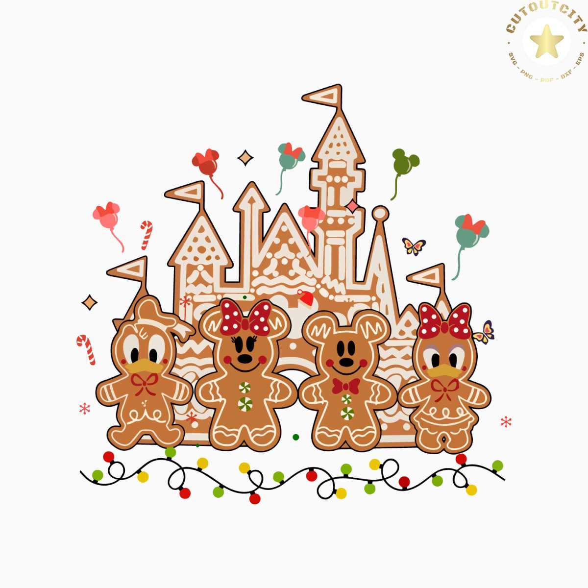 Mickey And Friends Gingerbread Castle SVG For Cricut Files - Inspire Uplift