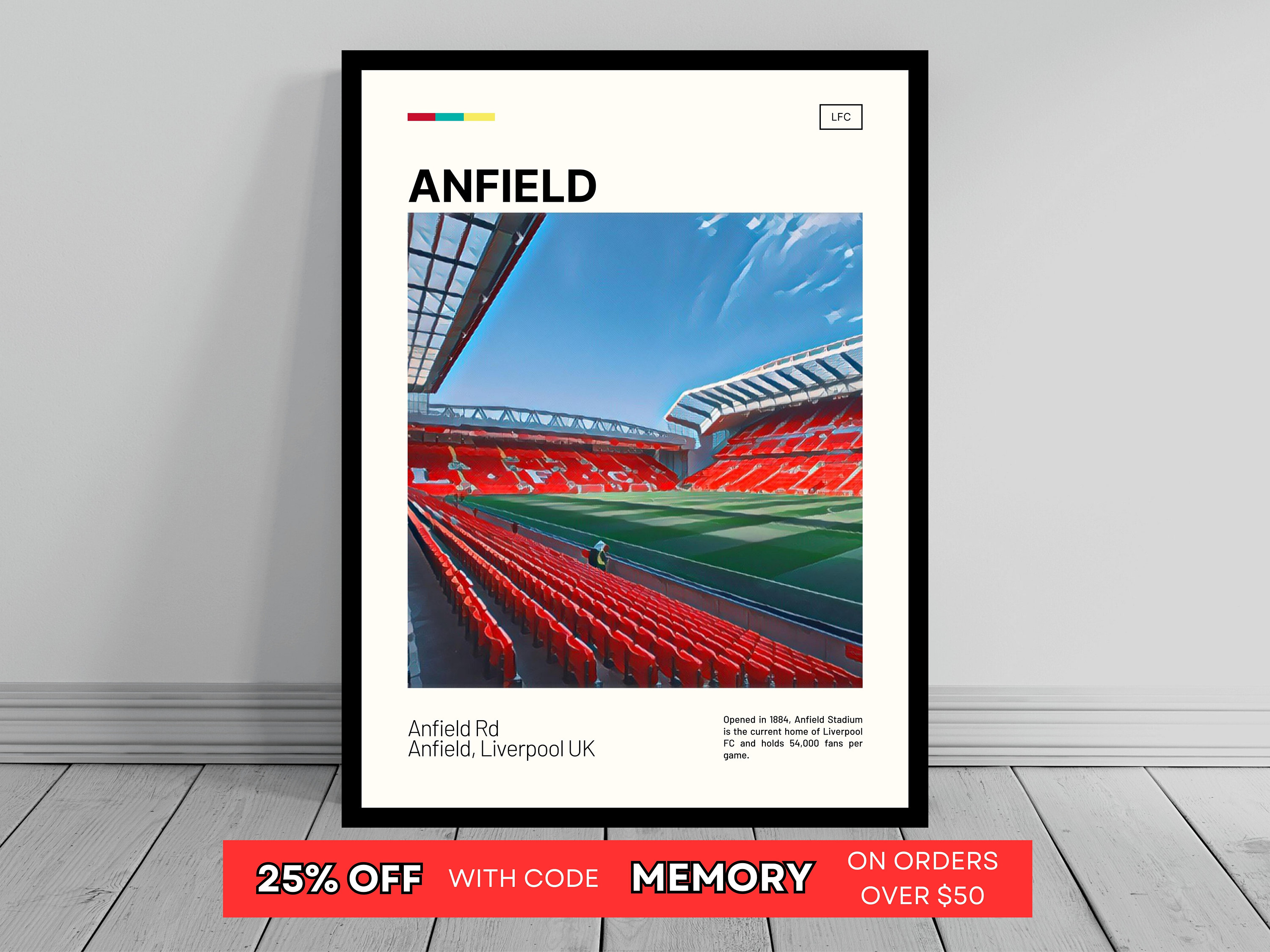 Anfield Stadium Print Liverpool FC Poster Premier League S | Inspire Uplift