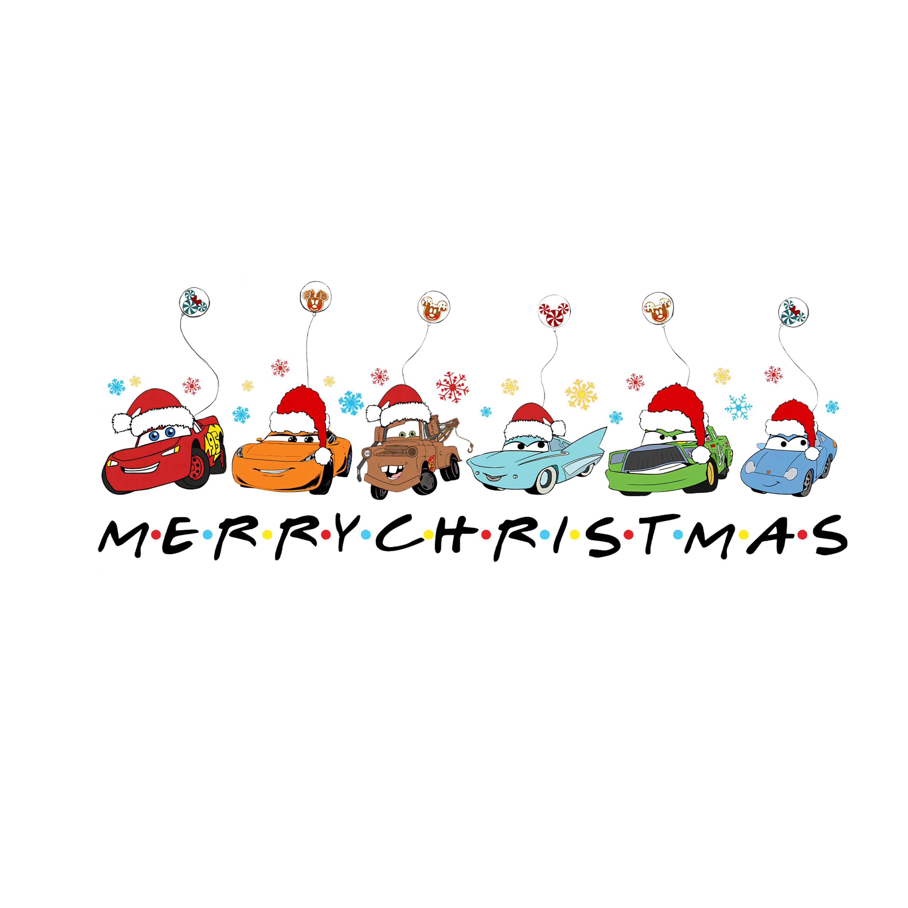 Merry Christmas Disney Cars Friends Png Sublimation | Inspire Uplift