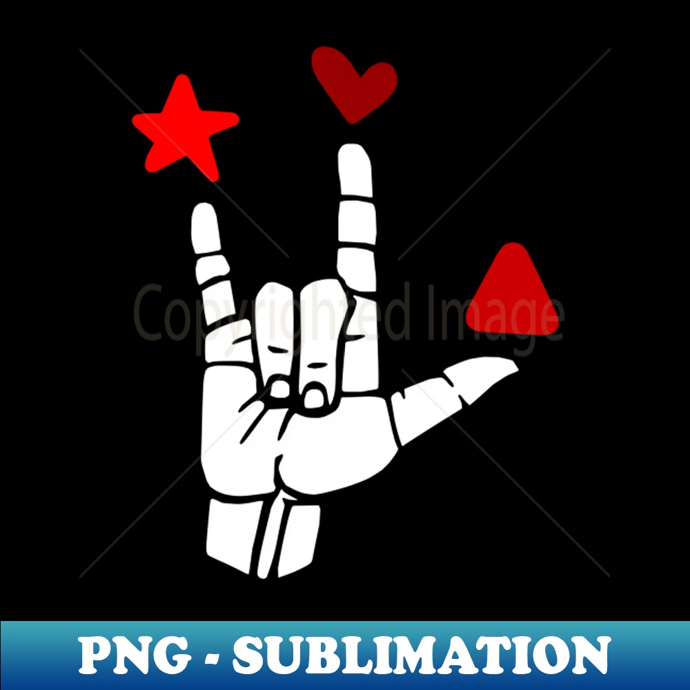 ILY sign red shapes ASL Sign Language Design - Instant Subli - Inspire ...
