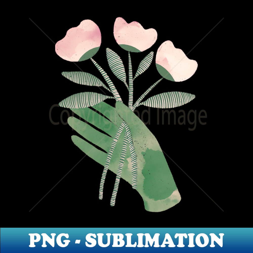 Green hand with powder pink flowers for you - Aesthetic Subl | Inspire ...