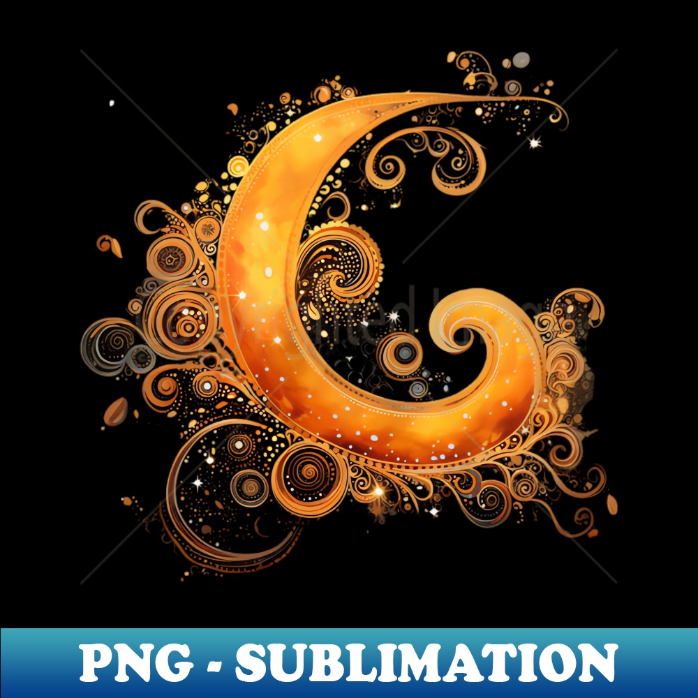 Halloween Crescent Moon with Swirls - High-Quality PNG Subli - Inspire ...