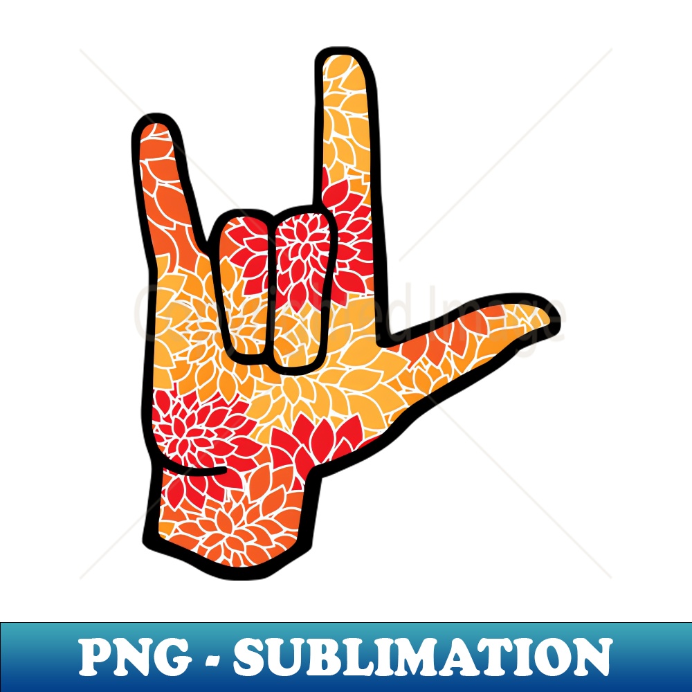 ASL ILY I Love You Sign Flower Design American Sign Langua | Inspire Uplift