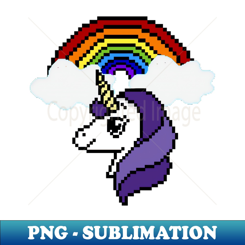 UNICORN RAINBOW - pixel art - Retro PNG Sublimation Digital | Inspire ...