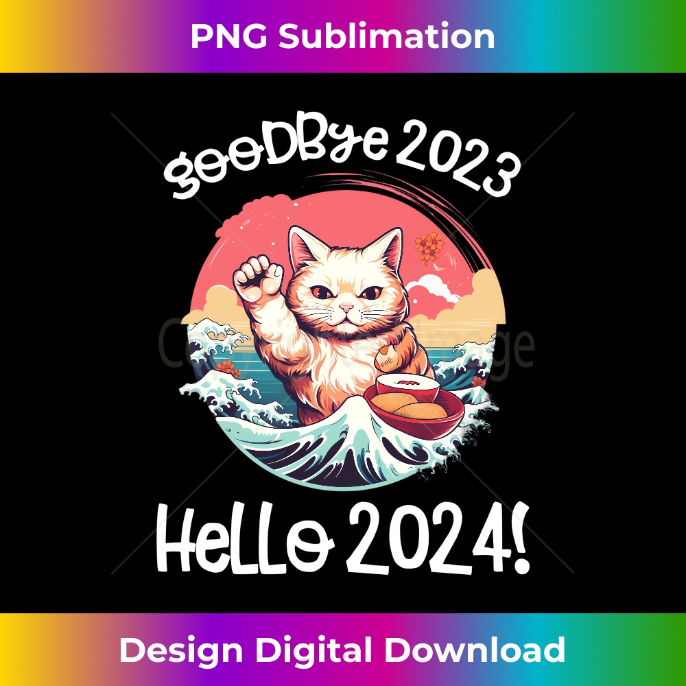 Goodbye 2023 Hello 2024 Xmas Happy New Year 2024 Cat Ramen L - Inspire ...