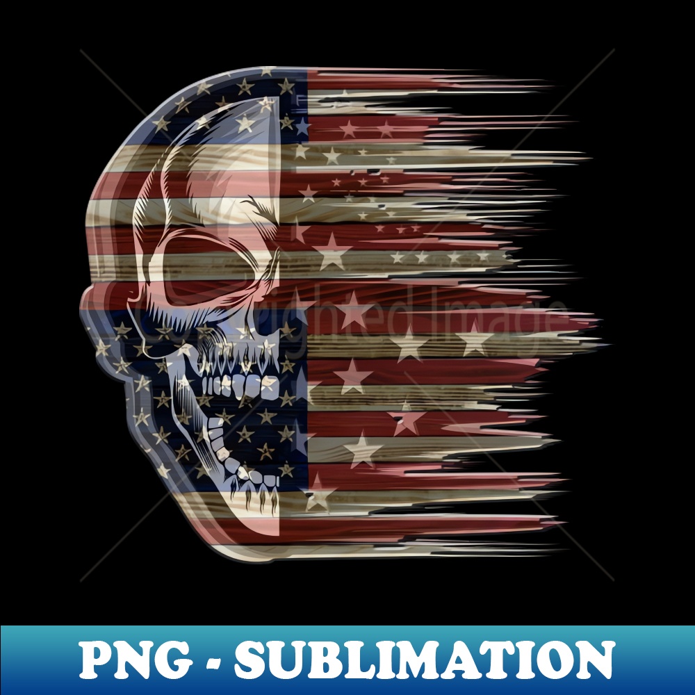 Distressed American Flag Skull - PNG Transparent Sublimation - Inspire ...