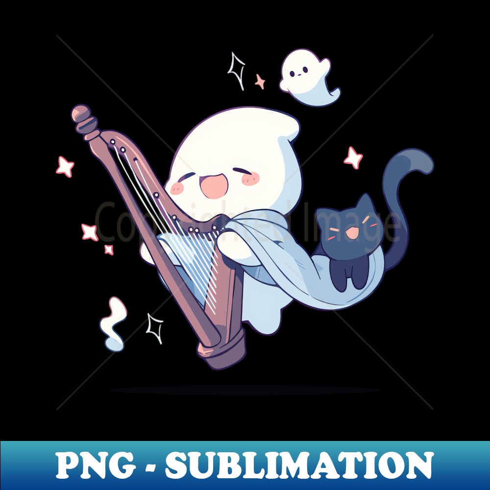 Sheet Ghost Playing Halloween Harp Spook Cute Mariachi Monst - Inspire ...