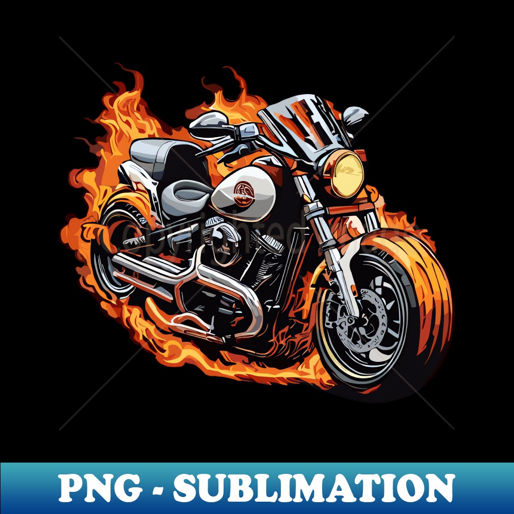 Motorcycle engulfed in flames - Retro PNG Sublimation Digita | Inspire ...