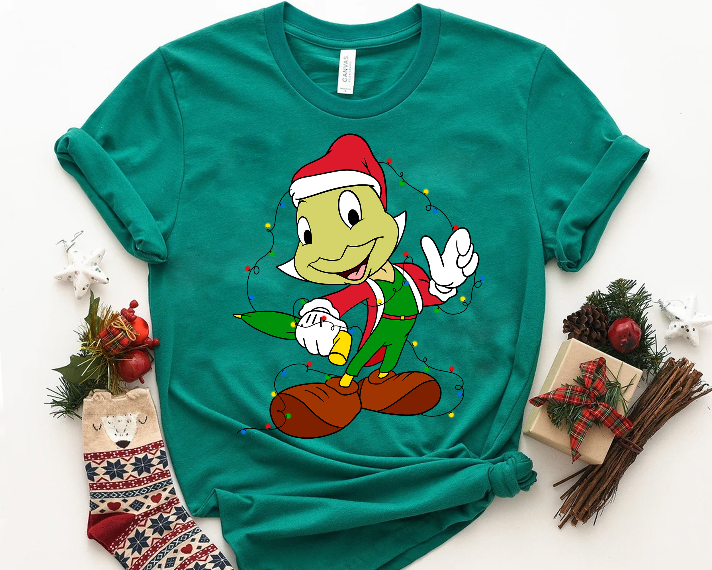 Disney Jiminy Cricket Pinocchio Santa Christmas Lights Shirt | Inspire ...