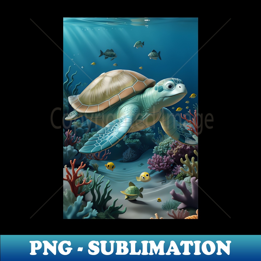 Save the Sea Turtles fun Turtle digital art - Decorative Sub | Inspire ...