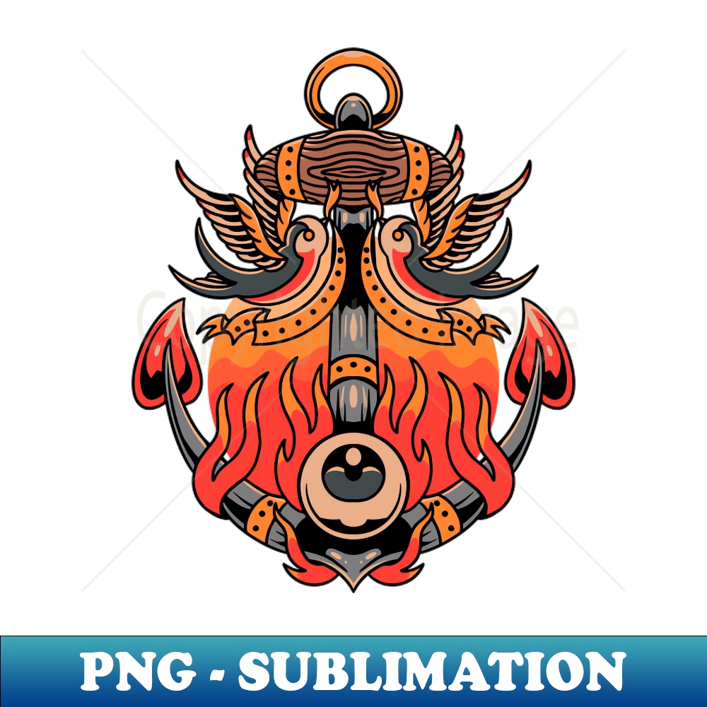 flaming anchor and swallow tattoo - PNG Transparent Sublimat | Inspire ...