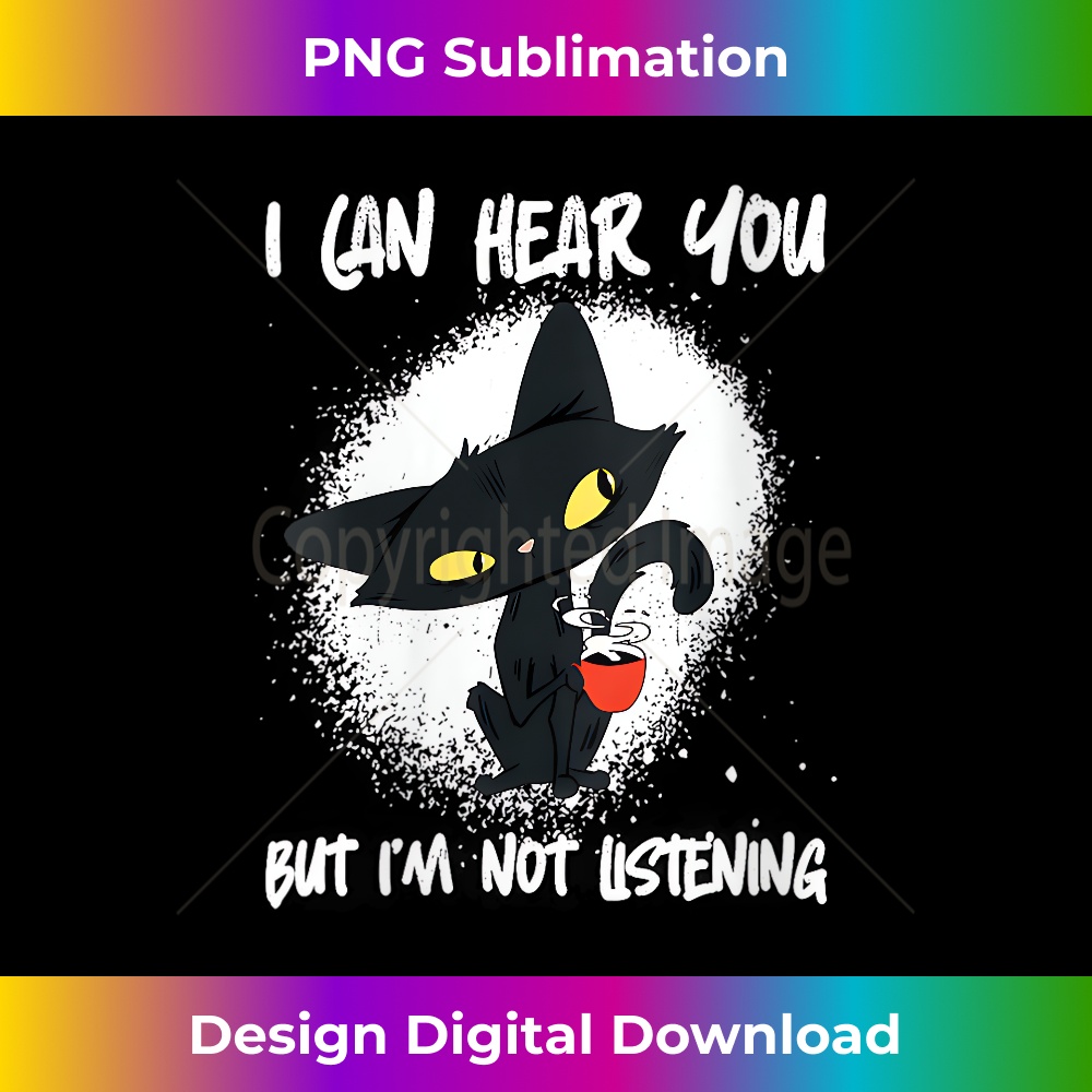 Womens I Can Hear You But I'm Listening Funny Cat With Coffe | Inspire ...