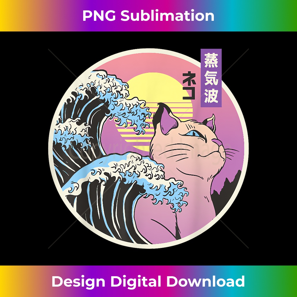 Retro Great Wave Japanese Vaporwave Cat 90's Aesthetic - Del | Inspire ...