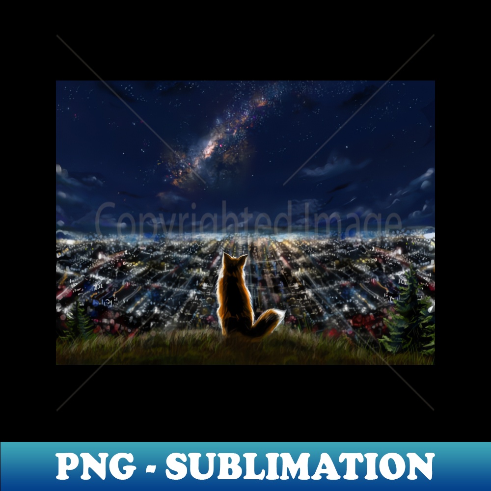 Curious Fox Watching Night City - Artistic Sublimation Digit | Inspire ...