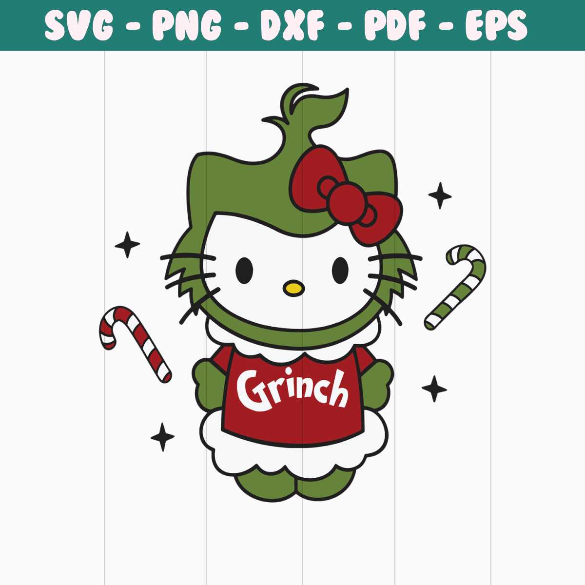 Funny Hello Kitty Grinch Vibe SVG Graphic Design File | Inspire Uplift