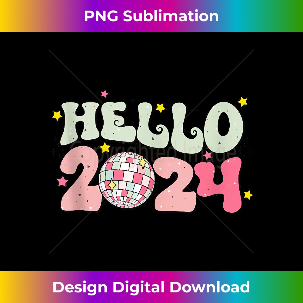 Retro Hello 2024 Happy New Year 2024 Disco Ball Groovy Tank | Inspire ...