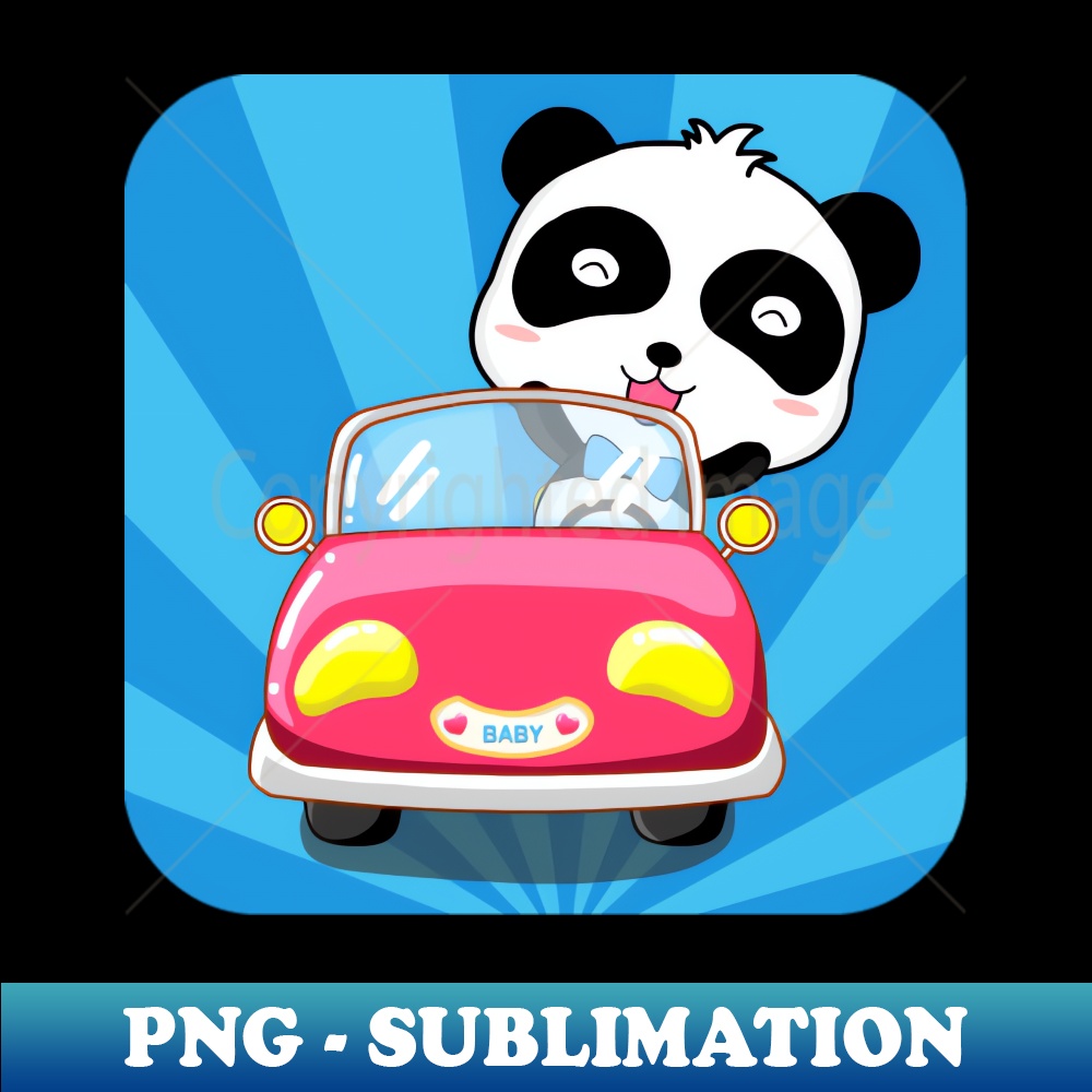 cute panda drive a car - Elegant Sublimation PNG Download - - Inspire ...