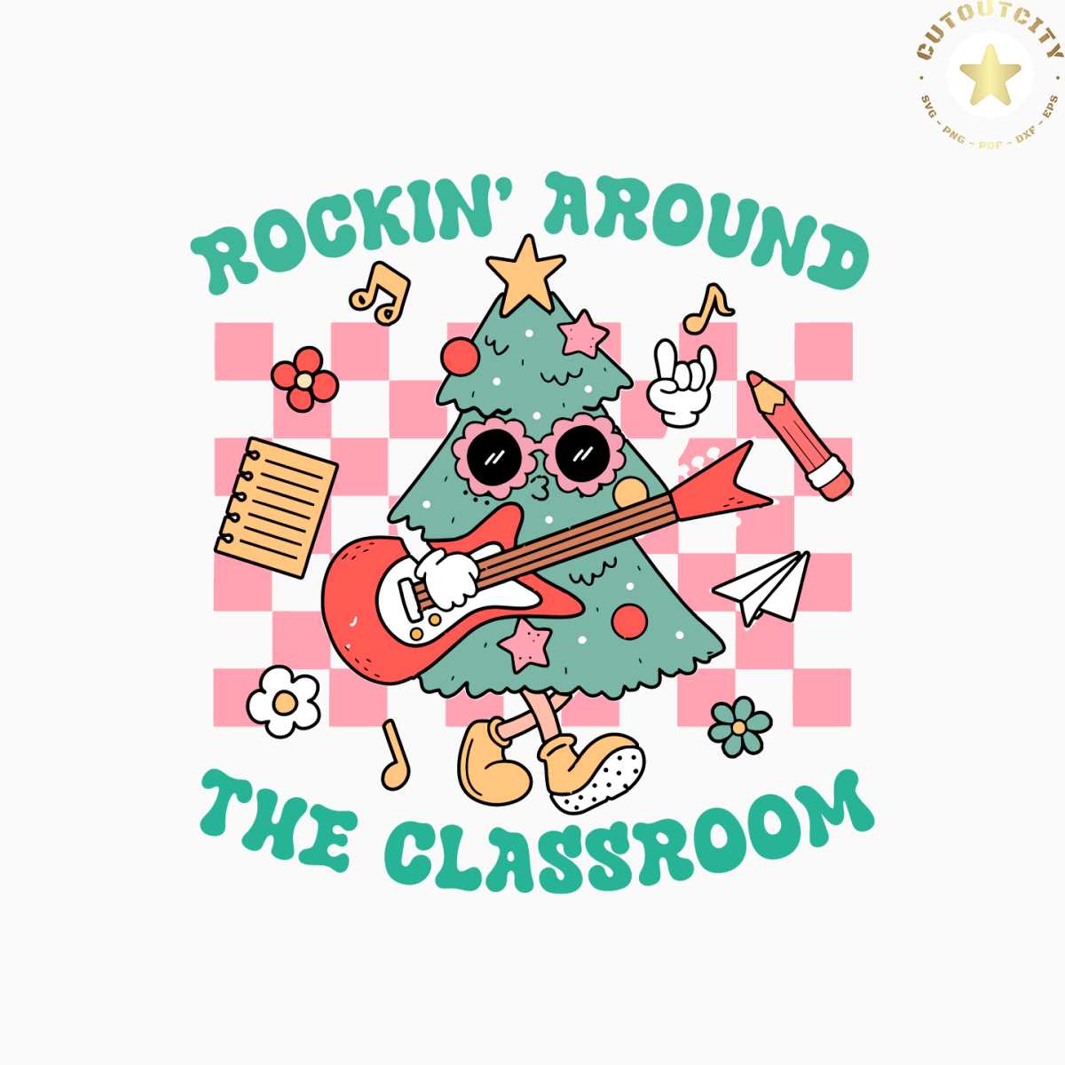 Funny Rockin Around The Classroom Christmas Tree SVG File | Inspire Uplift